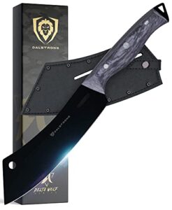 dalstrong hybrid cleaver & chef knife - 8 inch - 'the crixus' - delta wolf series - ultra-thin & zero friction blade hc 9cr18mov steel - black titanium nitride coating - g10 camo handle - sheath