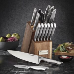 cuisinart 15pc german stainless steel hollow handle cutlery block set w/acacia block