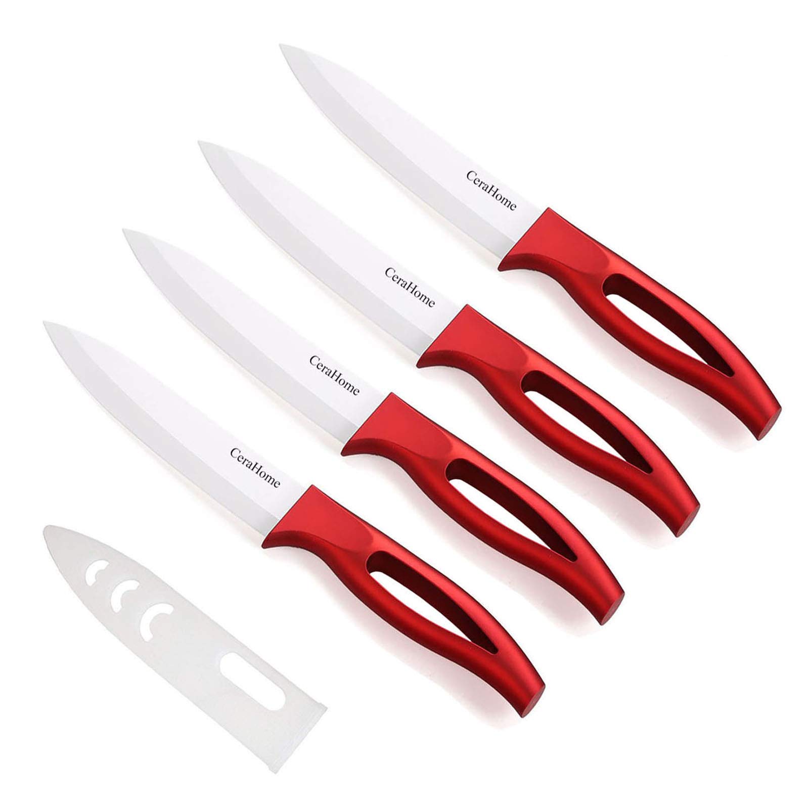 Cerahome Ceramic knife, Ceramic kitchen Knife Set with Sheath Super Sharp Kitchen Knives 5inch Fruit Knife(Red)