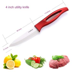 Cerahome Ceramic knife, Ceramic kitchen Knife Set with Sheath Super Sharp Kitchen Knives 5inch Fruit Knife(Red)