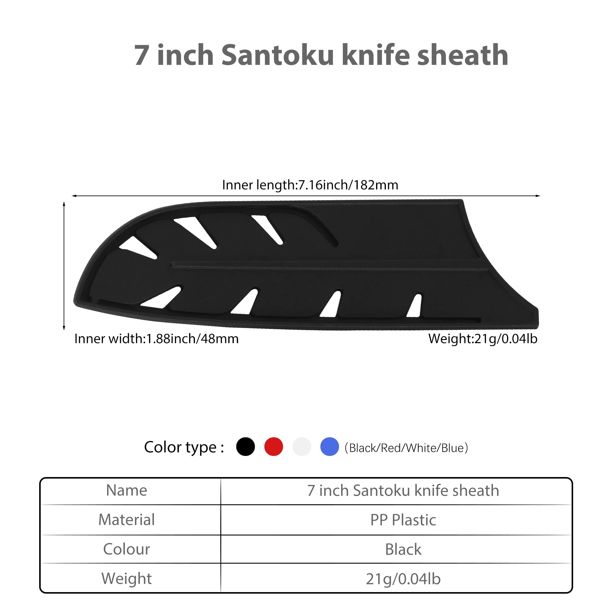 XYJ 2pcs/set Safety Knife Covers Sleeves Knives Edge Guard, Universal Knife Sheath, Santoku Knife Case Blade Guards Protector Black Kitchen Knife Cover Sleeve (For 7'' Santoku Knife)