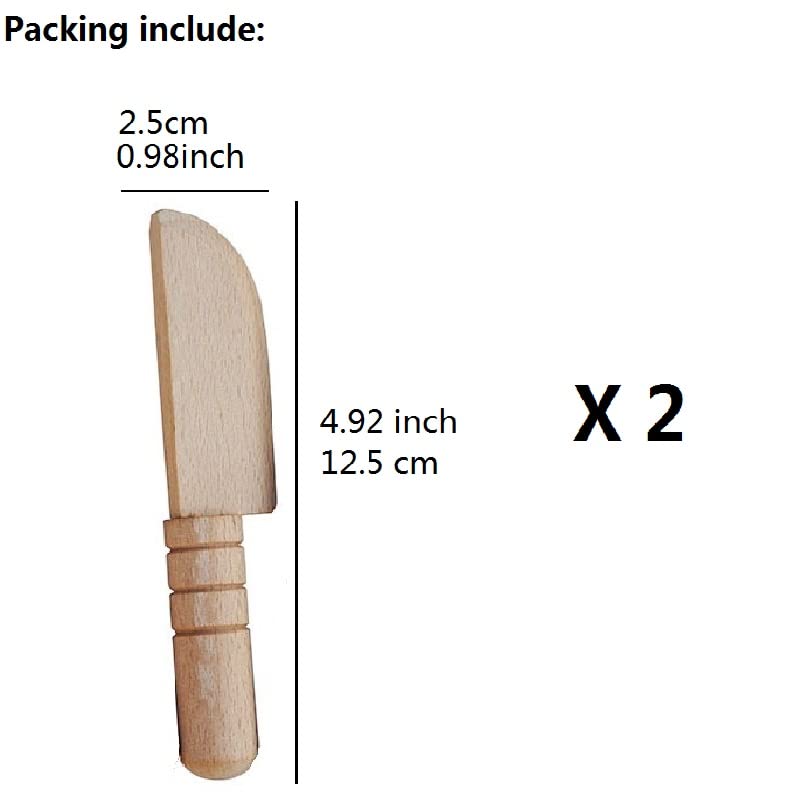 Nwsrayu 2 Pieces Wooden Kids Knife Toddler Knife for Chopping Kids Knifes for Cooking Toddler Knives Children's Safe Knives Cutting Veggies Fruits, Kitchen Tool for 2-10 Years Old