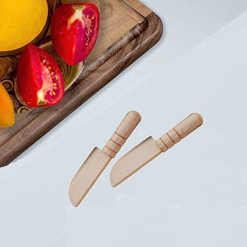 Nwsrayu 2 Pieces Wooden Kids Knife Toddler Knife for Chopping Kids Knifes for Cooking Toddler Knives Children's Safe Knives Cutting Veggies Fruits, Kitchen Tool for 2-10 Years Old