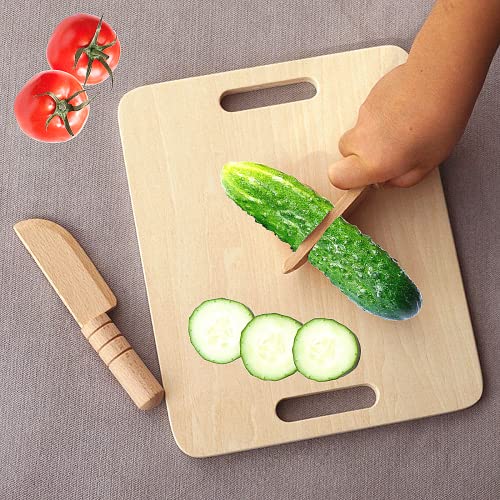 Nwsrayu 2 Pieces Wooden Kids Knife Toddler Knife for Chopping Kids Knifes for Cooking Toddler Knives Children's Safe Knives Cutting Veggies Fruits, Kitchen Tool for 2-10 Years Old