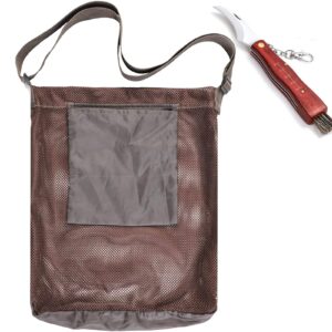 foxyoo mushroom foraging kit with mushroom foraging bag and mushroom knife with brush, for mushroom foraging lovers - foraging, collecting, and harvest mushrooms, a unique mushroom gift - brown