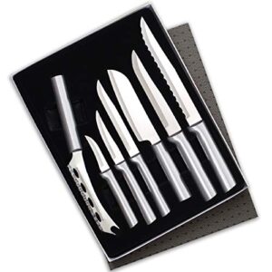 rada cutlery knives gift set stainless steel blades and aluminum, set of 7, 11 3/4 inches, silver handle