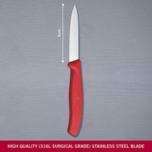 Victorinox VIC-6.7601 Swiss Classic Paring 3¼" Straight Spear Point Blade 5/8" Width at Handle Red