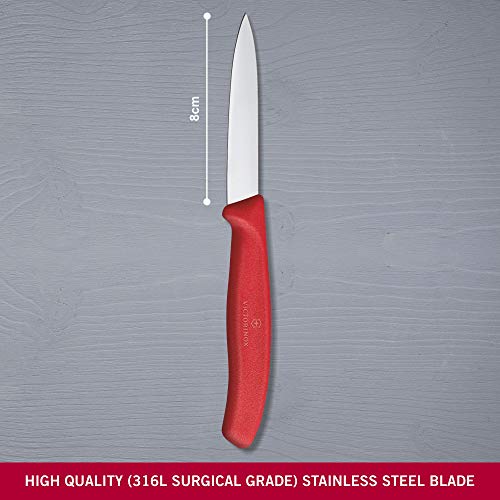 Victorinox VIC-6.7601 Swiss Classic Paring 3¼" Straight Spear Point Blade 5/8" Width at Handle Red