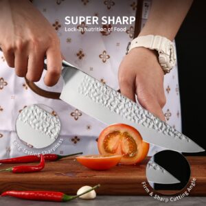 AIXIHOM Chef Knife 8 inch Kitchen Knife,Professional Japanese Chefs Knife for Cooking,Carbon Stainless Steel Sharp Cutting Chef Knives with Ergonomic Handle & Gift Box