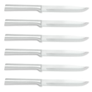 rada cutlery utility steak knife – stainless steel blade with brushed aluminum handle made in usa, 8-5/8 inches, 6 pack