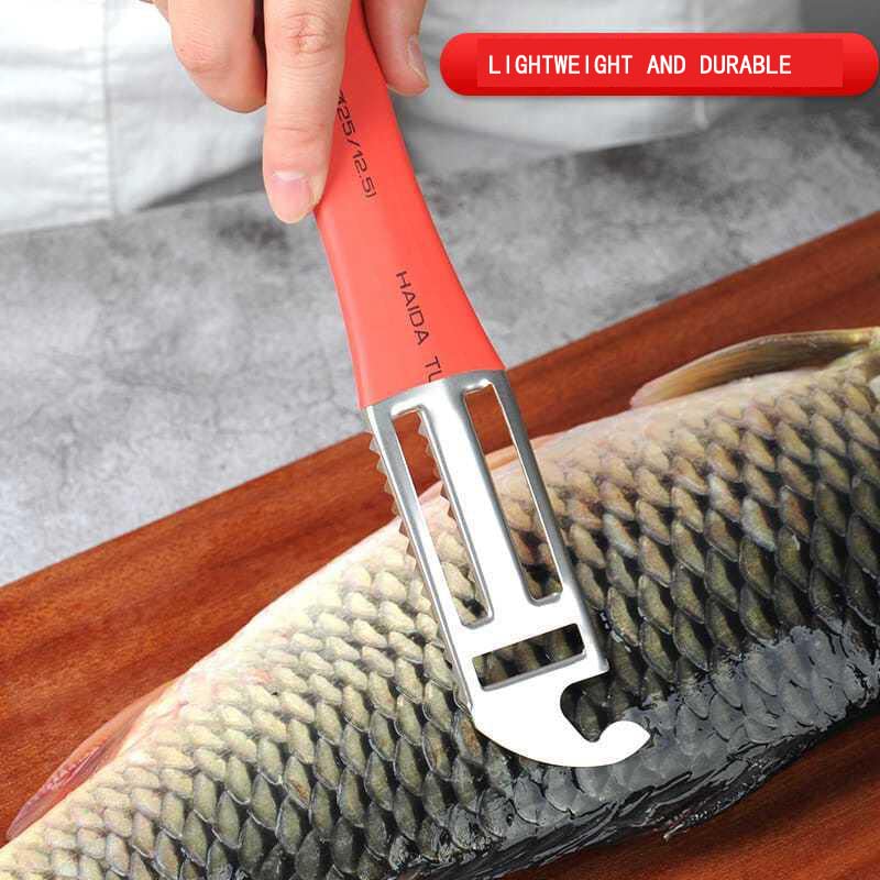 Fish Scaler Remover, Fish Scraper Fast Cleaning Fish Skin, Fish Scale Remover with Stainless Steel Sawtooth Easily Remove Fish Scales-Cleaning Brush Kitchen Descaler Tool