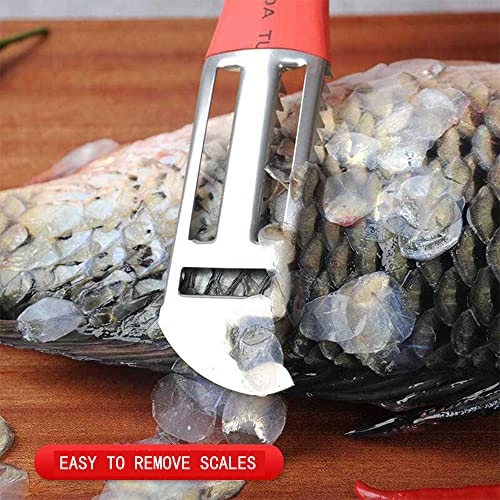 Fish Scaler Remover, Fish Scraper Fast Cleaning Fish Skin, Fish Scale Remover with Stainless Steel Sawtooth Easily Remove Fish Scales-Cleaning Brush Kitchen Descaler Tool