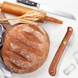 Bread Lame Sourdough Scoring Tool: Wood Handle Bread Razor - Lame Bread Tool With 5 Razor for Pizza Cake Bread