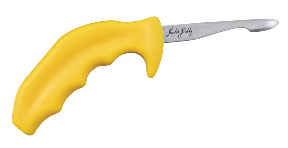 Swissmar Shucker Paddy Universal Oyster Knife, Yellow Handle, 8 x 2.5 x 1 inches