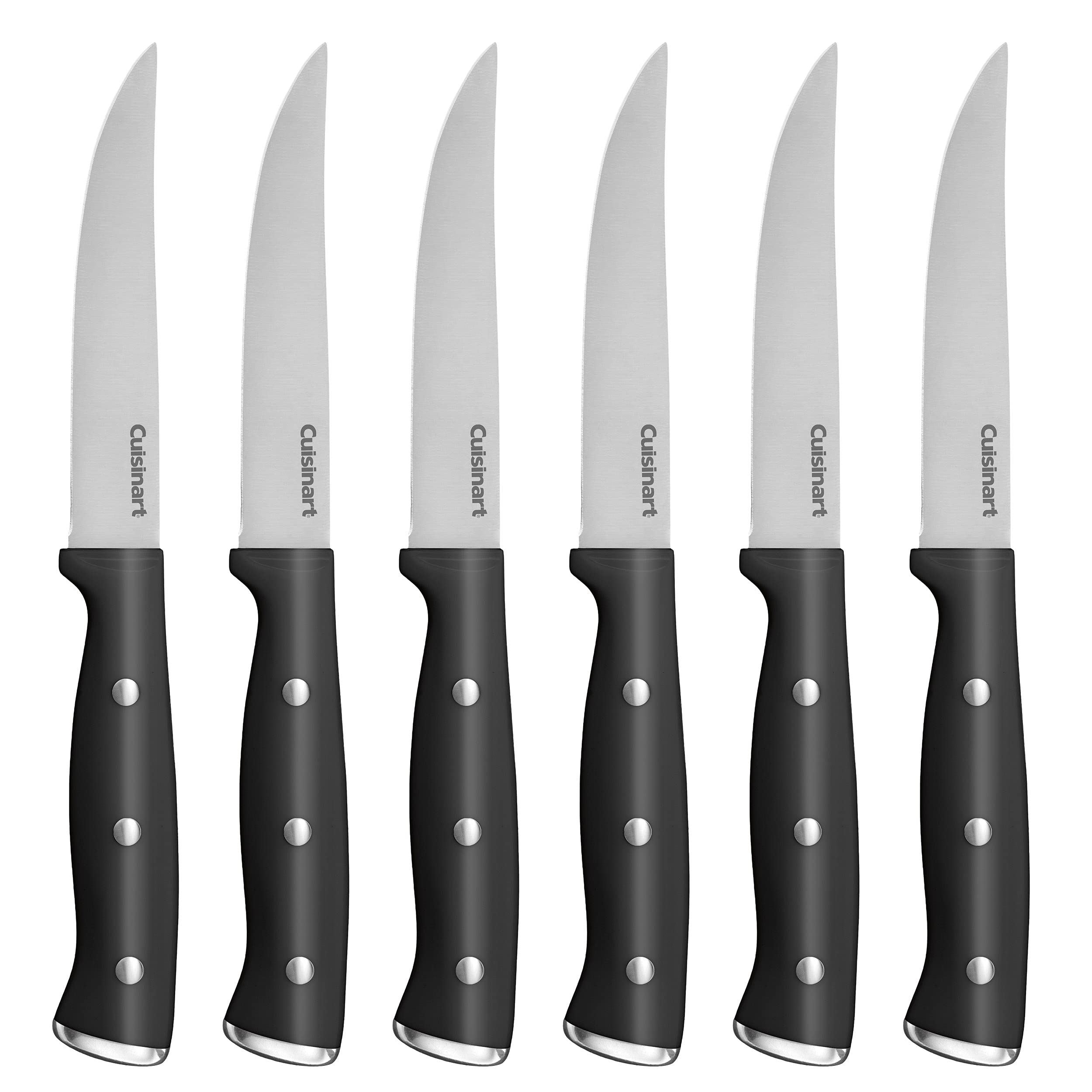 Cuisinart Classic Forged Triple Rivet, 6-Piece Steak Knife Set, Superior High-Carbon Stainless Steel Blades for Precision and Accuracy(6-Piece Steak Knife, Black