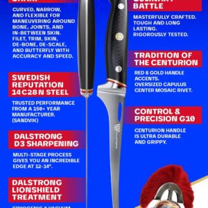 DALSTRONG Fillet Knife - 7 inch - Flexible Kitchen Knife - Centurion Series - Swedish 14C28N High Carbon Stainless Steel - Boning, Trimming, Skinning - Razor Sharp - G10 Handle Boning Knife - w/Sheath