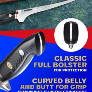 DALSTRONG Fillet Knife - 7 inch - Flexible Kitchen Knife - Centurion Series - Swedish 14C28N High Carbon Stainless Steel - Boning, Trimming, Skinning - Razor Sharp - G10 Handle Boning Knife - w/Sheath