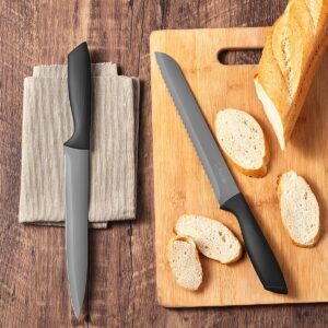 D.Perlla Knife Set with Block, 15 Pieces Stainless Steel Kitchen Knife Set with BO Oxidation Technology, No Rust, Sharp Knife Block Set