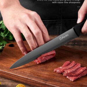 D.Perlla Knife Set with Block, 15 Pieces Stainless Steel Kitchen Knife Set with BO Oxidation Technology, No Rust, Sharp Knife Block Set