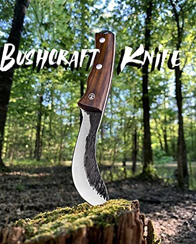 ZENG JIA DAO Wide Skinning Knife with Sheath Handmade Full Tang Bushcraft Fixed Blade Hunting Knife Butcher Knife Carbon Steel Wood Handle for Hunters and Outdoors Enthusiasts with Gift Box 2023 Gift