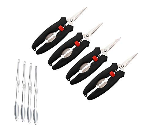 Criativo live Seafood Scissors, Lobster Scissors, Crab Scissors, Seafood Tools 4Pcs and Lobster Forks 4 Pcs