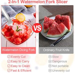 3PCS Watermelon Slicer Cutter, 2- in- 1 Watermelon Fork Slicer, 2023 New Watermelon Slicer Cutter Summer Watermelon Fruit Cutting Fork, Stainless Steel Fruit Forks for Family Parties Camping