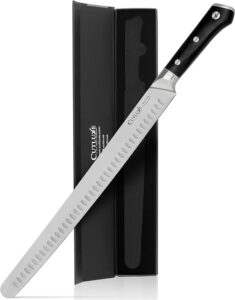 cutluxe extra-long 14" slicing carving knife – brisket knife, razor sharp meat and bbq knife – high carbon german steel – full tang & ergonomic handle design – artisan series