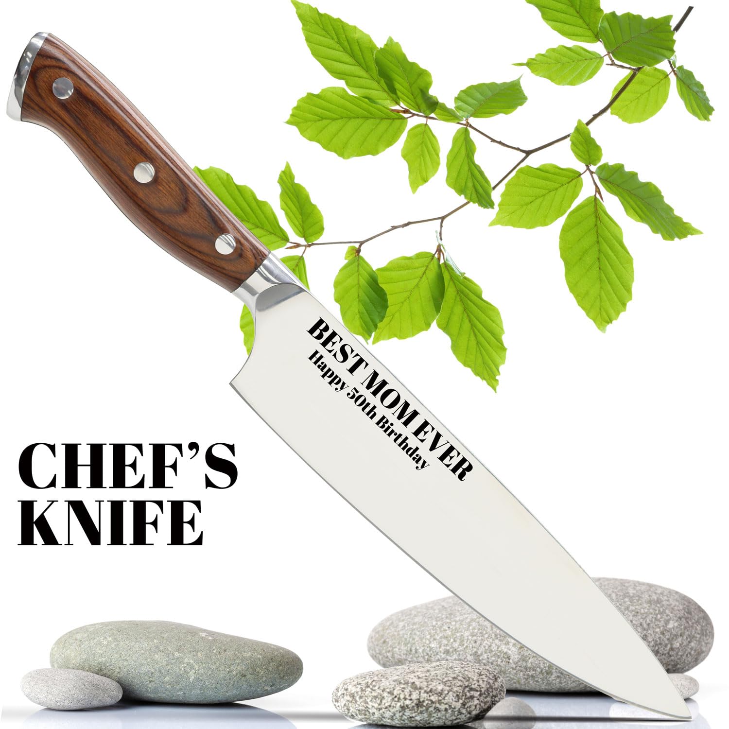 Stainless Steel Professional Chef's Knife – Custom Engraved Ultra Sharp Kitchen Japanese Knife - 9 Inches With Personalized Touch