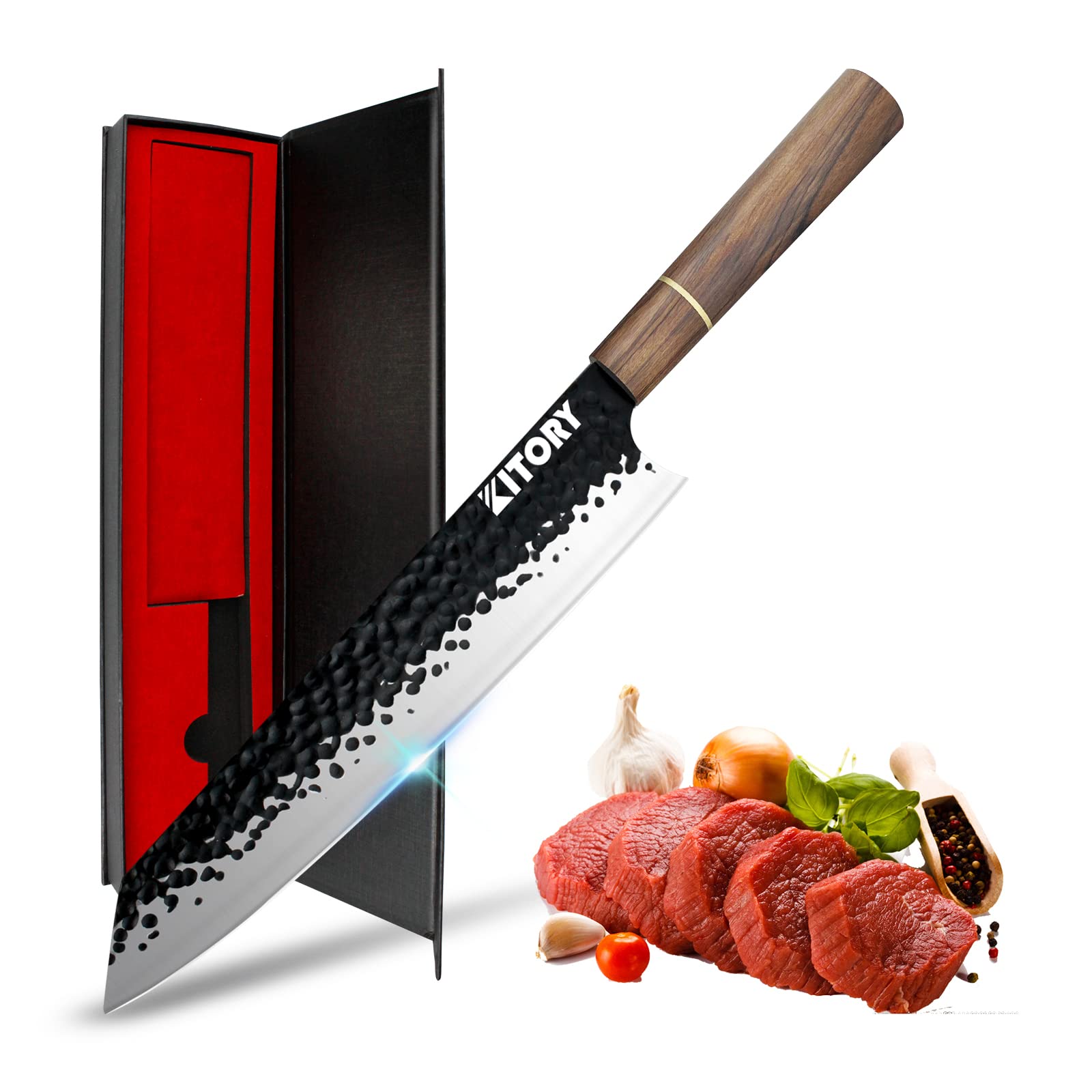 Kitory Kiritsuke Chef Knife 8.5" - Japanese Cuisine Knives - Handmade Kitchen Knife - forged 9CR18MOV high carbon steel with Gift Box,2023 Gifts For Women and Men