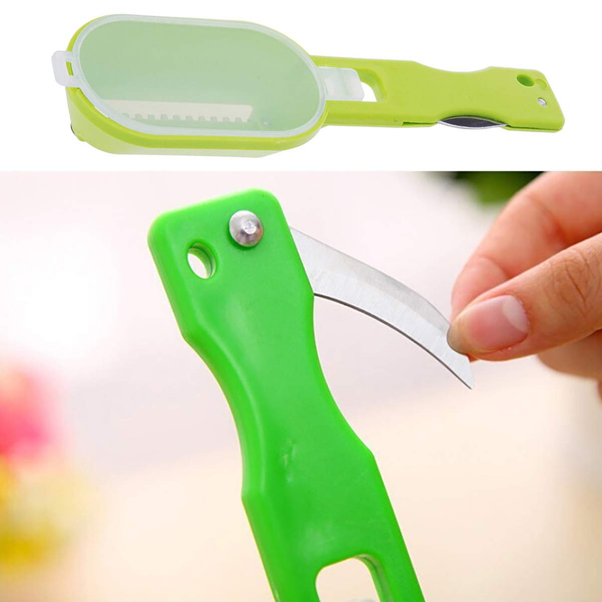 Fish Scaler with Knife,Fish Scaler Remover,Fish Scales Scraper with Lid Cover,2 in 1 Fish Cleaner Skin Scraper Brush Remover,Fish Scale Planer Tool Fish Scaler Fillet Knife Fish Cleaning Tool