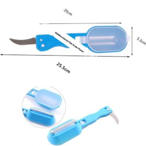 Fish Scaler with Knife,Fish Scaler Remover,Fish Scales Scraper with Lid Cover,2 in 1 Fish Cleaner Skin Scraper Brush Remover,Fish Scale Planer Tool Fish Scaler Fillet Knife Fish Cleaning Tool