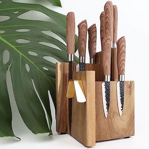 Resafy Magnetic Knife Block Knives Display Stable Board Holder Rack Magnetic Stands with Strong Enhanced Magnets on Both Sides Anti-slip Feet