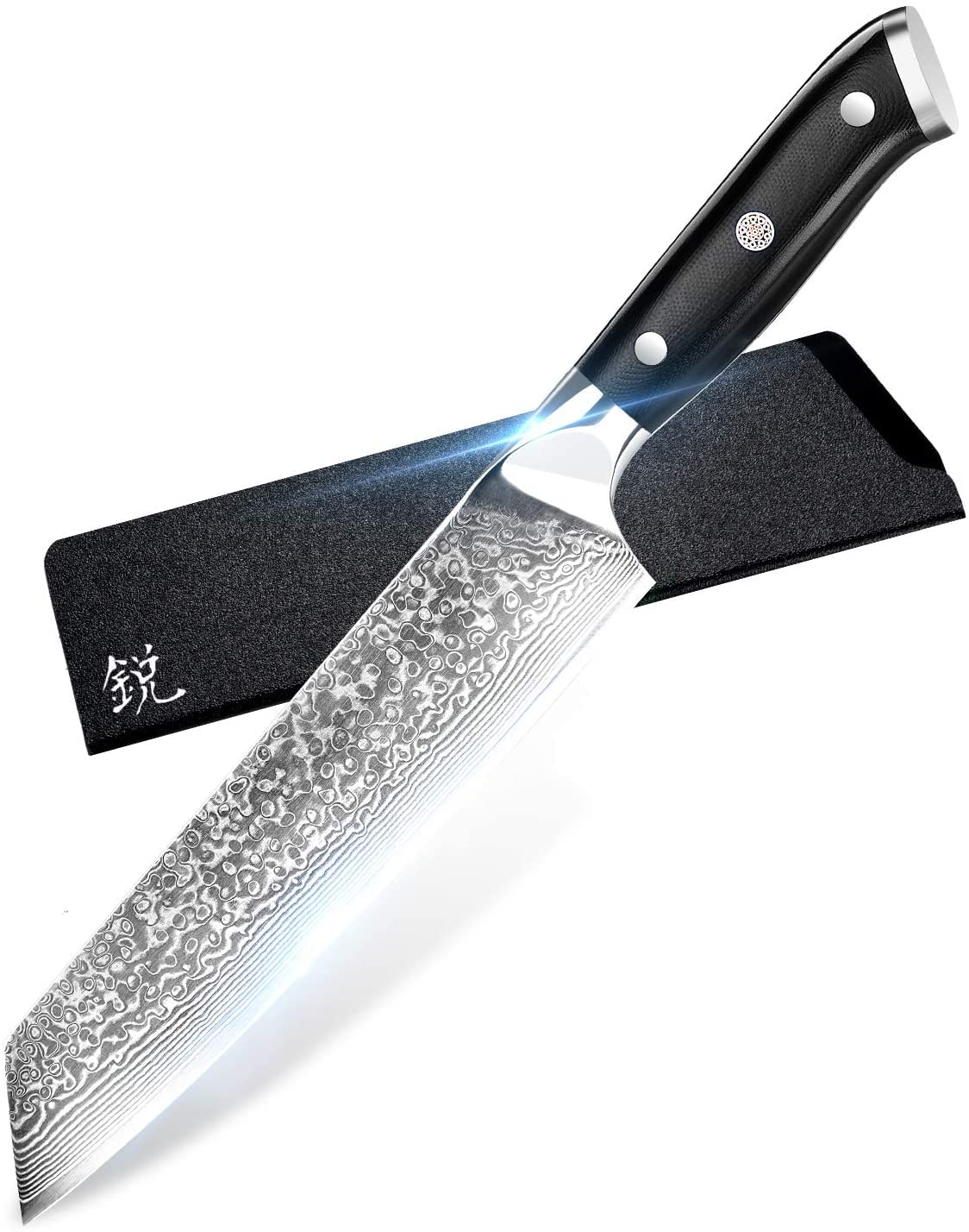 Damascus Chef Knife 8 Inch, Razor Sharp Kitchen Knife Japanese VG-10 Stainless Steel with Premium G10 Handle&Triple Rivet&Gift Box（8 Inches）