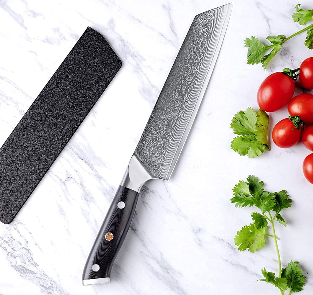 Damascus Chef Knife 8 Inch, Razor Sharp Kitchen Knife Japanese VG-10 Stainless Steel with Premium G10 Handle&Triple Rivet&Gift Box（8 Inches）