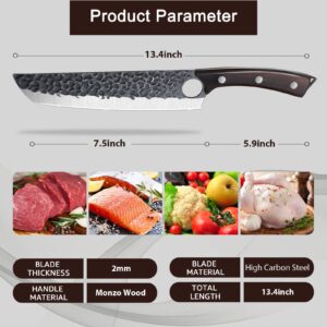 Purple Dragon 7 Inch Ultra Sharp Blade Boning Knife with 7.5 Inch Meat Cleaver Fish Fillet