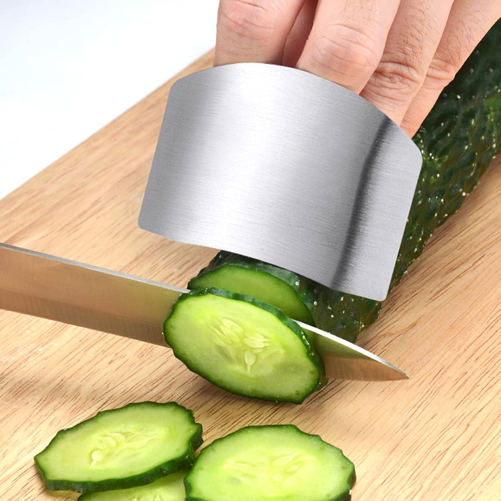 ZOCONE 3 PCS Stainless Steel Finger Guard Onion Holder for Slicing Set, Kitchen Safe Steel Slicing Tool for Hands, Finger Protector Knife Guard for Chopping, Cutting