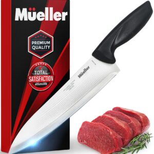 Mueller Professional Chef Knife, 8" Sharp Stainless Steel Kitchen Knife with Ergonomic Handle, Chopping Knife for Meat, Vegetables