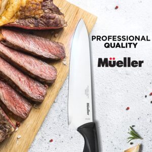 Mueller Professional Chef Knife, 8" Sharp Stainless Steel Kitchen Knife with Ergonomic Handle, Chopping Knife for Meat, Vegetables