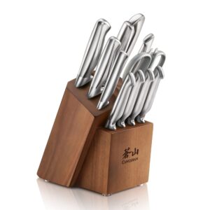 cangshan sanford series 1027150 german steel 12-piece knife block set, acacia