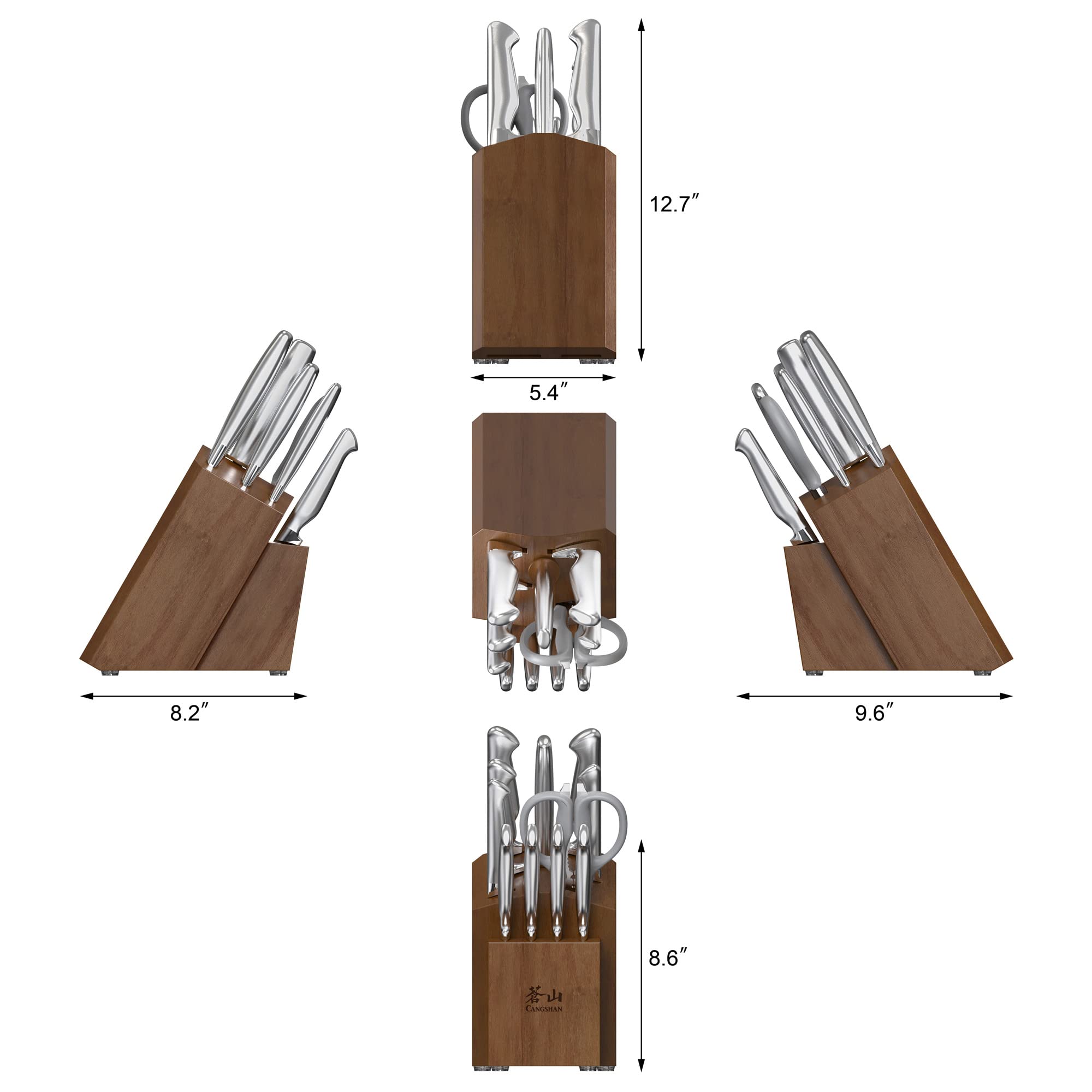 Cangshan Sanford Series 1027150 German Steel 12-Piece Knife Block Set, Acacia