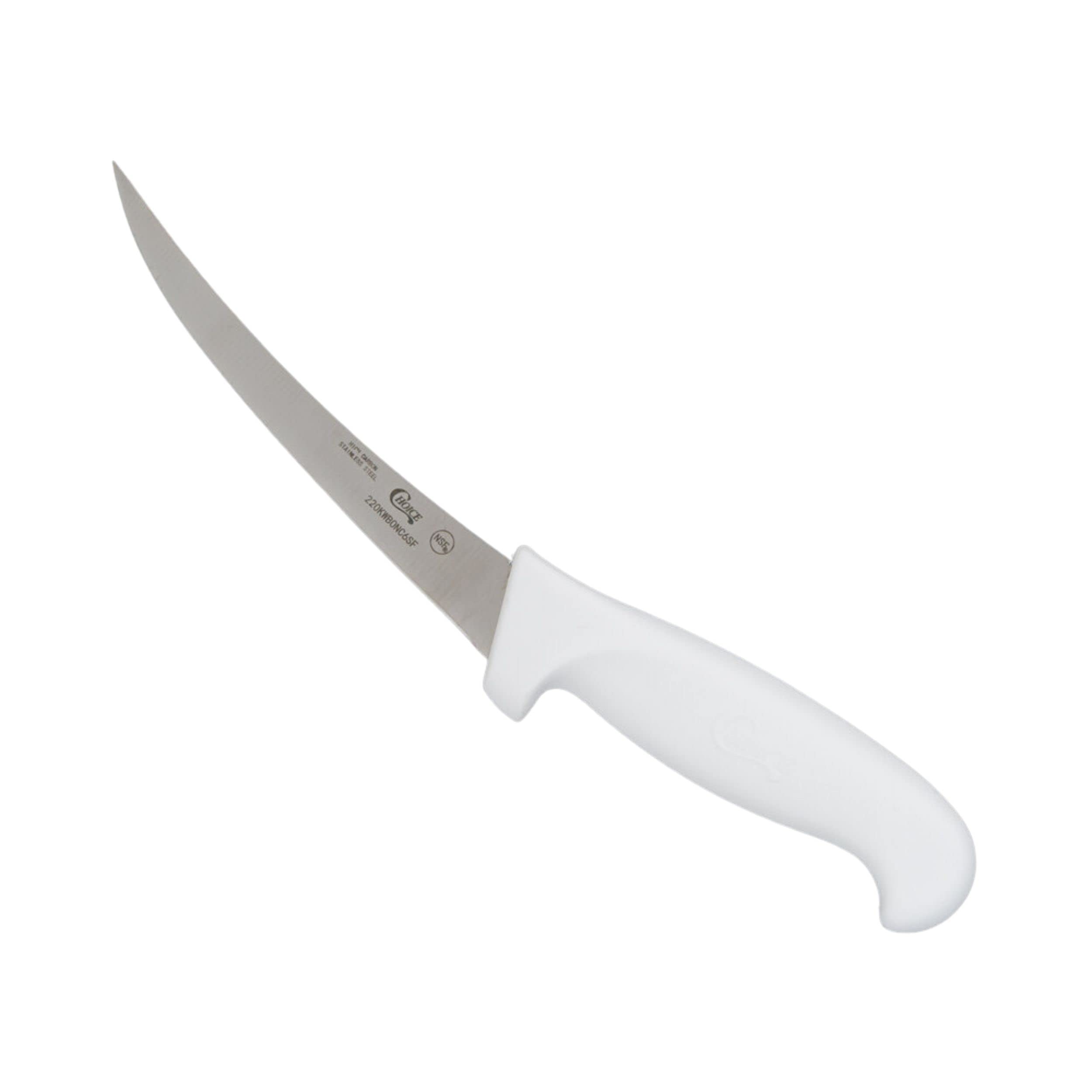 Boning Knives 6" With White Handles Curved Stiffor meat processing, Choice Boining Knife bonung knifes for brisket cutting,professional deboning knife boning trimming chef knife, curved