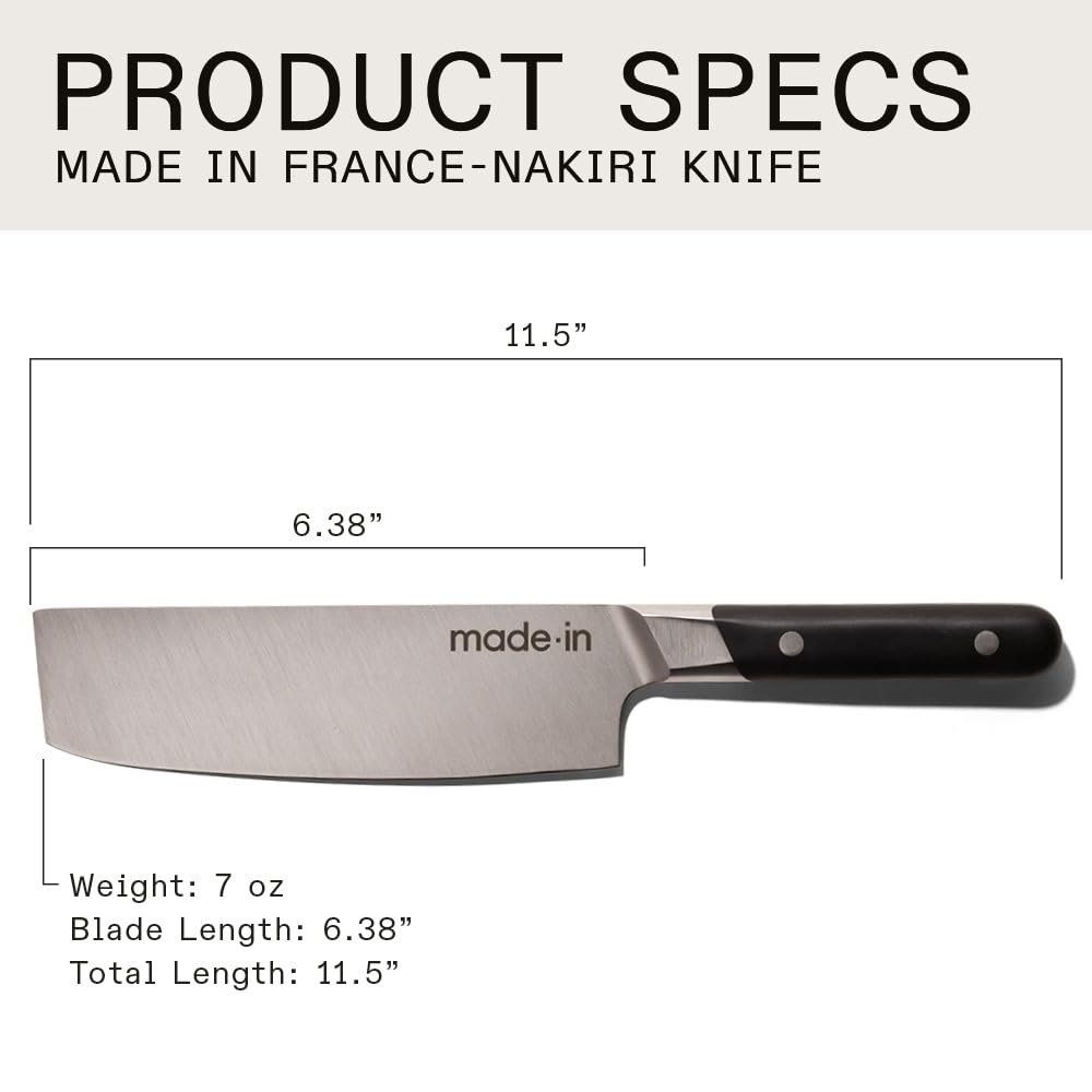 Made In Cookware - 6" Nakiri Knife - Crafted in France - Full Tang With Truffle Black Handle