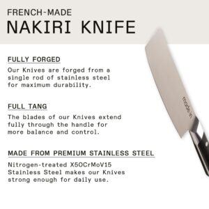 Made In Cookware - 6" Nakiri Knife - Crafted in France - Full Tang With Truffle Black Handle