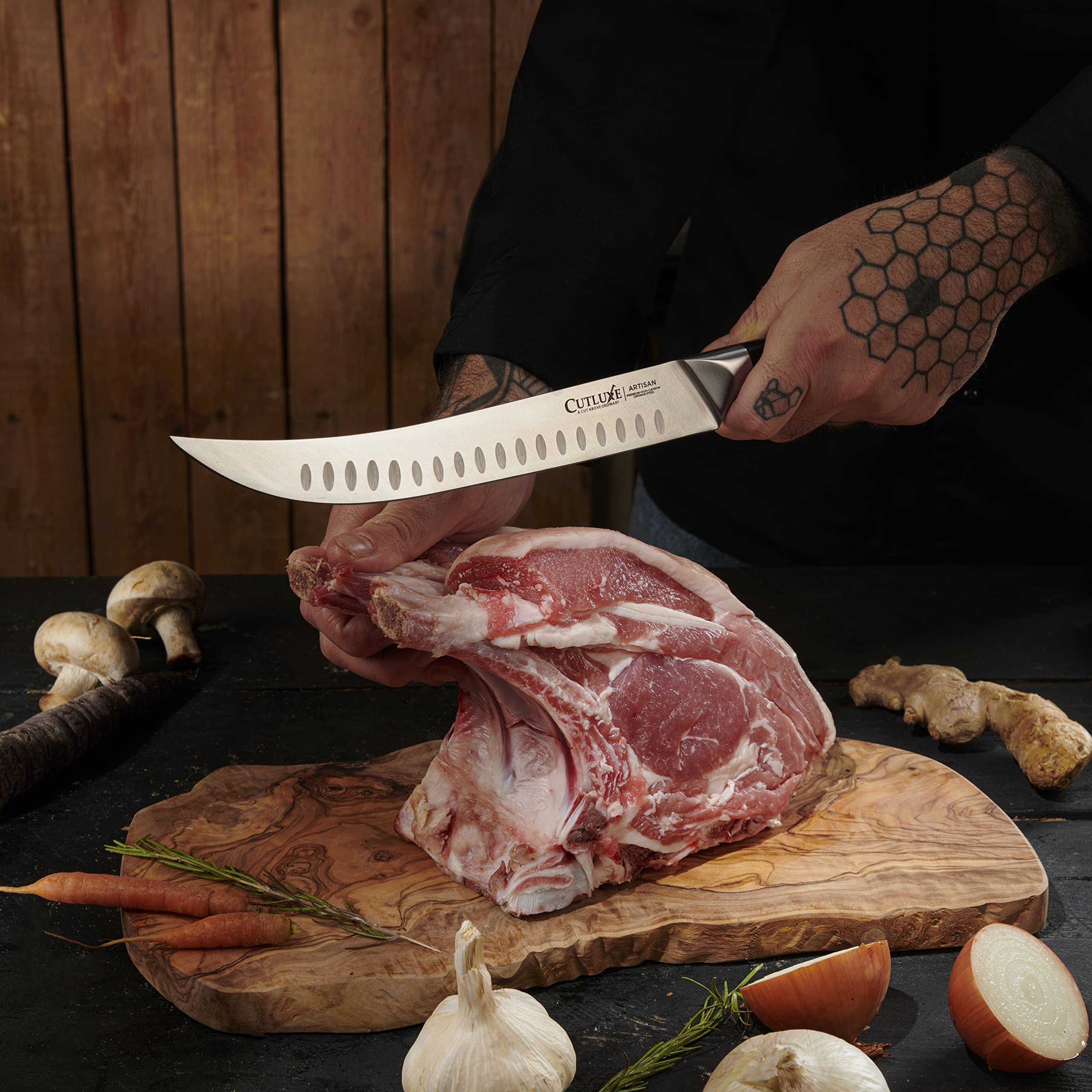 Cutluxe Brisket, Bullnose and Cimeter Knife Set– Forged High Carbon German Steel – Full Tang & Razor Sharp – Ergonomic Handle Design – Artisan Series