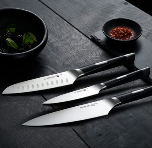 linoroso Chef Knife Kitchen Knife Ultra Sharp Cooking Knife, 7 inch Precision Forged German High-Carbon Stainless Steel Cutting Knife with Exquisite In-Drawer Knife Block- MAKO Series