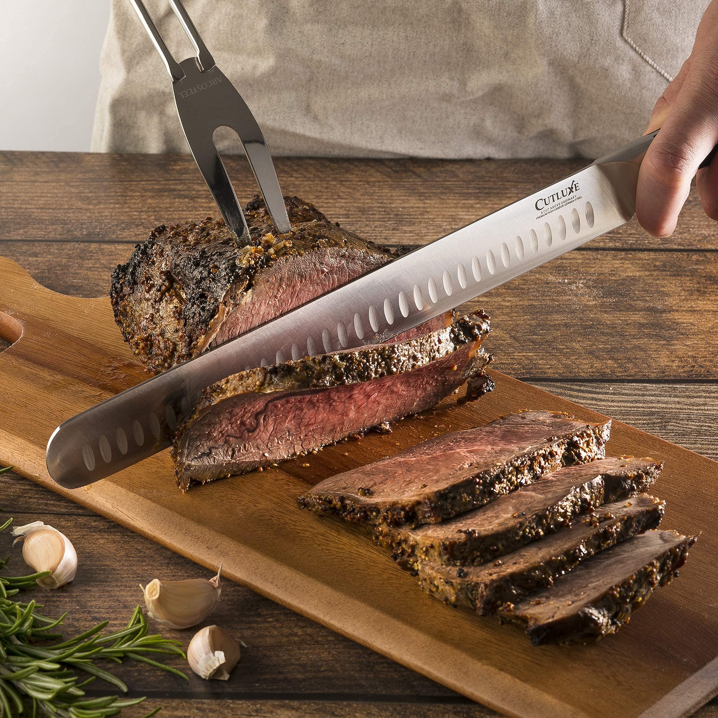 Cutluxe Brisket, Bullnose and Cimeter Knife Set– Forged High Carbon German Steel – Full Tang & Razor Sharp – Ergonomic Handle Design – Artisan Series