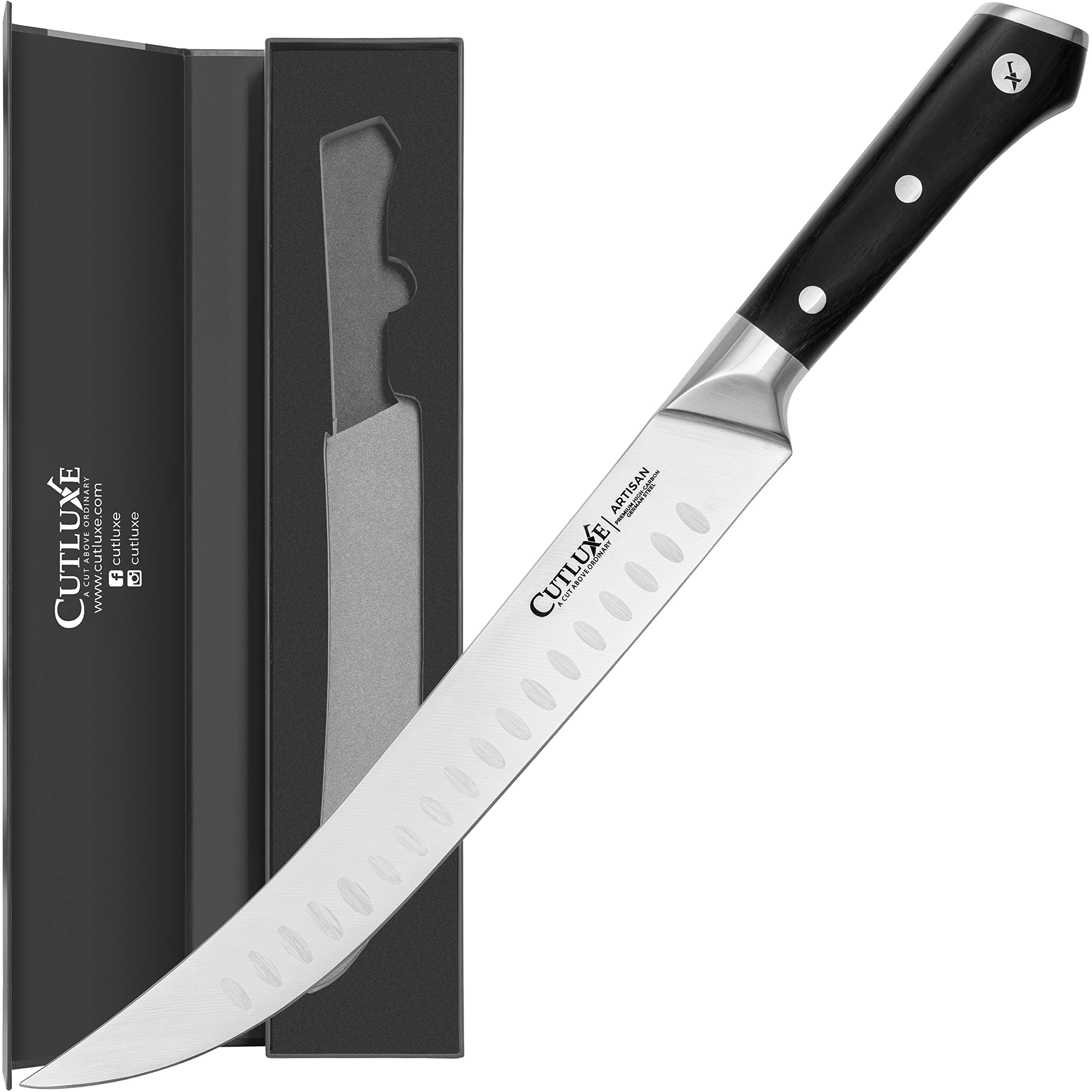 Cutluxe Brisket, Bullnose and Cimeter Knife Set– Forged High Carbon German Steel – Full Tang & Razor Sharp – Ergonomic Handle Design – Artisan Series