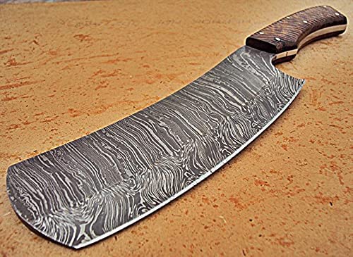 CP-285, Damascus Steel 12.00 Inches Cleaver style Knife – Solid Rose Wood Handle (Damascus Steel 1)