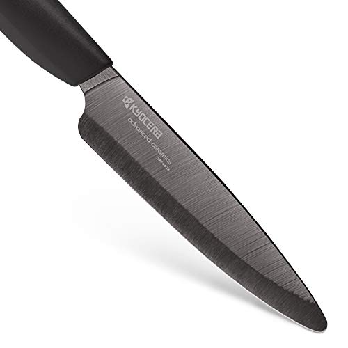 Kyocera Advanced Ceramic Revolution 4-Piece Knife Set :Includes 7-inch Chef's, 5.5-inch Santoku, 4.5-inch Utility and 3-inch Paring-Black Handle w/Black Blades