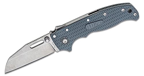 Demko Knives AD 20.5 Shark Lock Folding Knife AUS10A AD20.5 Grivory Handle Shark Foot/Clip Point Blade (Grey Scale/Stonewash/Shark Foot)